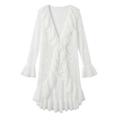 KELLYTINA蕾丝雪纺衫荷叶边