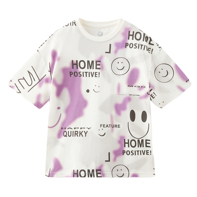 MQD童装男童纯棉短袖T恤夏装新款儿童宽松短袖中大童满版T恤