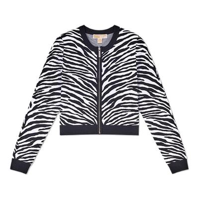 MK女士斑马纹提花针织开衫外套