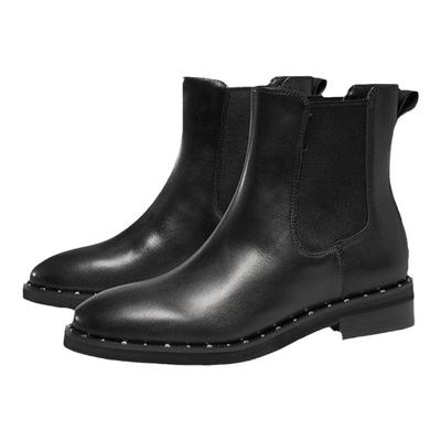 星期六2024新款女鞋舒适通勤短靴简约黑色真皮小短靴SSC4118416