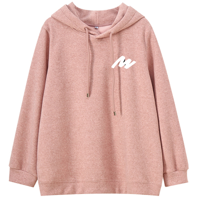 松弛感宽松遮肉刺绣加绒连帽卫衣