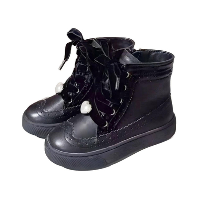 女童爱心扣英伦风皮靴子