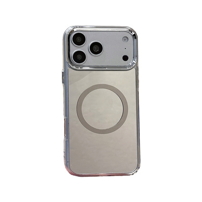 银色镜面磁吸无线充电适用于谷歌GooglePixel10手机壳9A补妆镜子Pixel5XL简约8pro保护套6A防摔7A个性4网红女