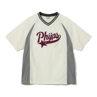 wonhee黄冠亨同款 PHYPS韩国男女款V领字母刺绣上衣短袖T恤