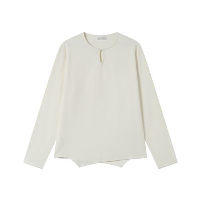 WHIMNOTION 26SS「不规则下摆」亨利领肌理感长袖T恤休闲亲肤透气