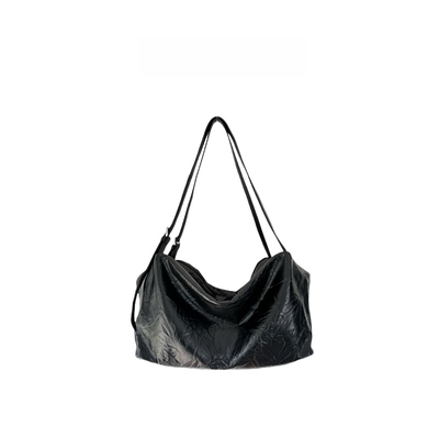 HEBAOBAO褶皱头层牛皮枕头包大容量hobo松弛单肩女包斜跨托特包