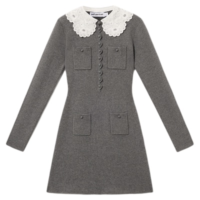 self-portrait娃娃领针织连衣裙