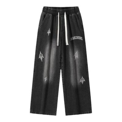 腾讯视频DOKI 斗罗大陆 美式高街学生宽松洗水做旧牛仔裤男秋冬款