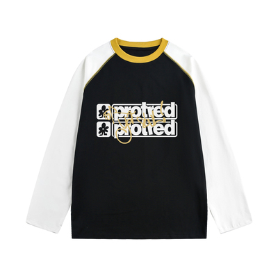 TIRED美式重磅插肩袖拼色长袖T恤