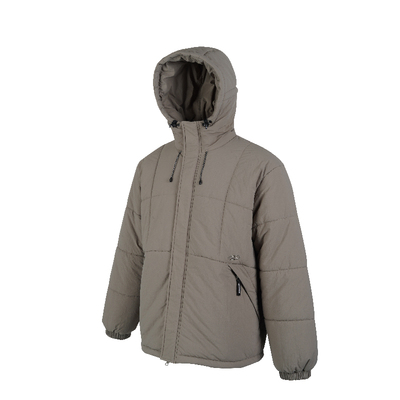 CONTRAFIEND高密棉感皱防泼水连帽尼龙棉服 冬季保暖防寒拉链外套