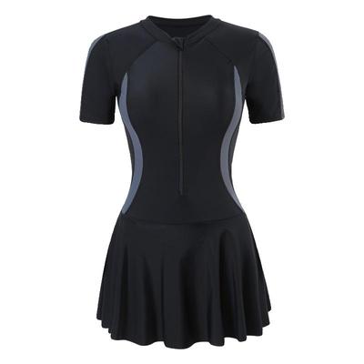 韩冬儿拉链女连体运动款泳衣