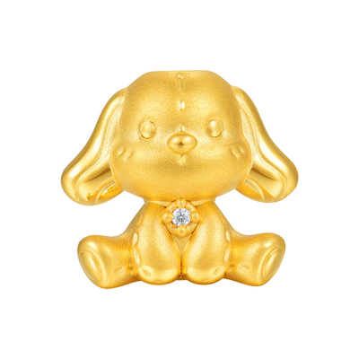 明牌珠宝萌趣小熊硬金串珠 阿贝贝系列黄金莫桑石转运珠AFP1431