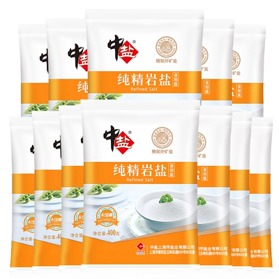 中盐无碘细盐未加碘400g*12包