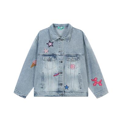 innplanet俏皮甜酷印花牛仔外套