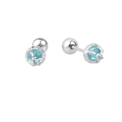 纯银蓝色小耳钉养耳朵中性