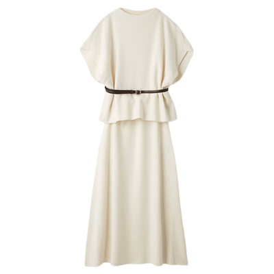 SNIDEL2026春夏新品百搭纯色针织衫半身裙套装含腰带SWNO261058