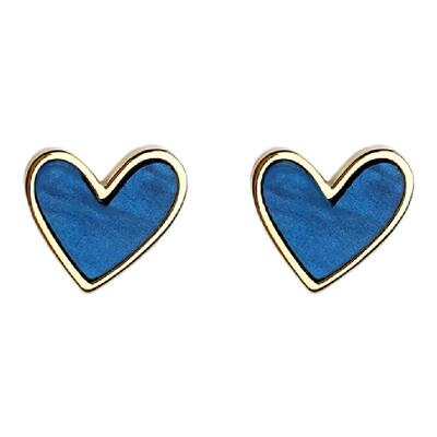 蓝色爱心耳环设计感大气耳饰配饰