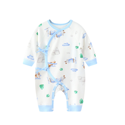 Simbee舒绒棉婴儿连体衣长袖卡通印花系带爬服A标无骨哈衣