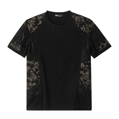 AMK夏季拼接纹理短袖T恤男潮流