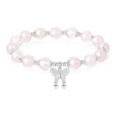 【招桃花】天然粉水晶纯银手串