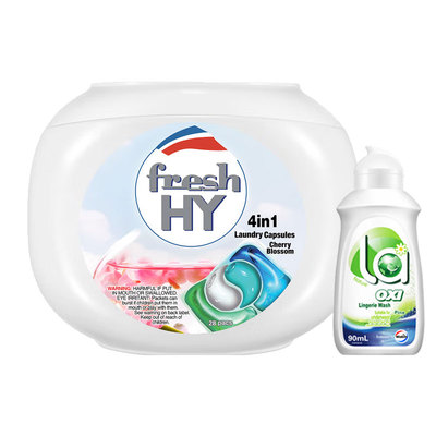 菁华清可新4合1留香洗衣凝珠樱花28粒除菌除螨柔顺护色洁净留香