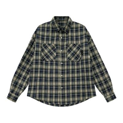 吕小虎格子长袖衬衫休闲复古开衫