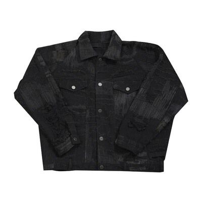 aann重工重置高克黑色牛仔外套