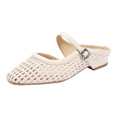森达穆勒鞋女款夏新玛丽珍镂空洞洞平底后空凉鞋ZTG32BH5