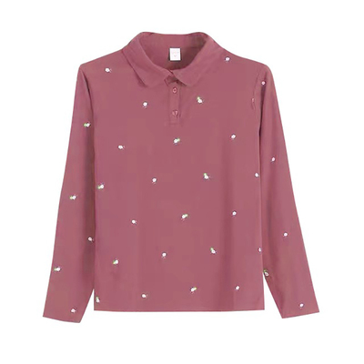 长袖女秋衣2025春款妈妈装宽松大码遮肚翻领POLO衫显瘦t恤