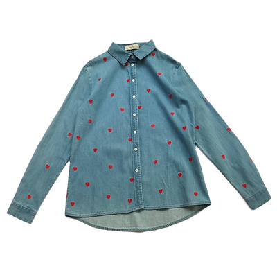 牛仔小清新桃心爱心直筒气质衬衫