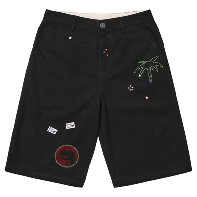 pacshop短裤短西裤烫钻黑色羊毛