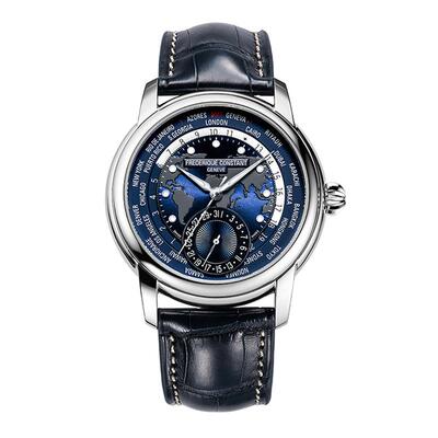 【自营】康斯登手表世界时自家机芯机械商务皮带男表FC-718NWM4H6