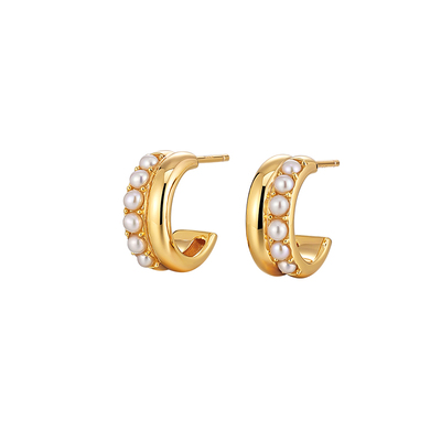 周大生C形珍珠耳钉珍珠耳环