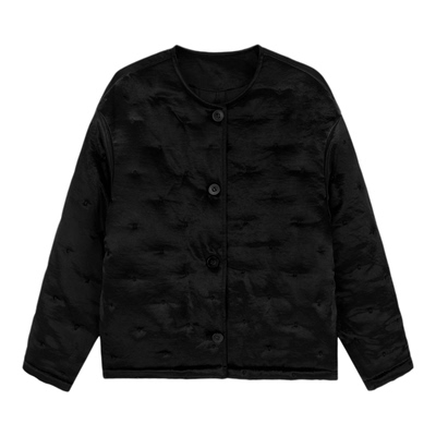 黑色棉服女冬季纽扣加厚