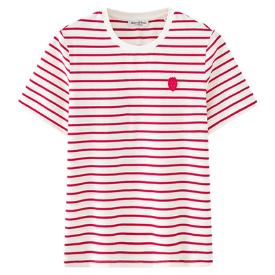 MOP刺绣草莓透气短袖T恤女