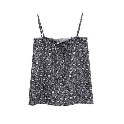 荒荒家绑带设计小花吊带背心