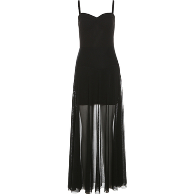 御姐轻熟风网纱吊带连衣裙