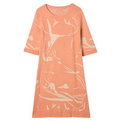 拼色短裙五分袖连衣裙