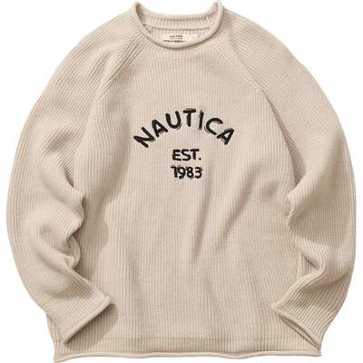nauticawhitesail宽松圆领毛衣