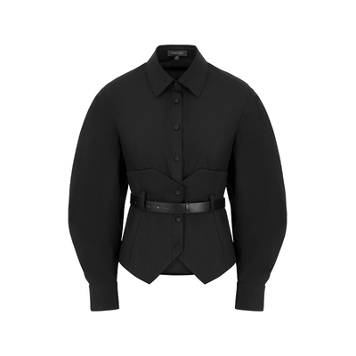 MARYLING黑色腰封设计衬衫上衣