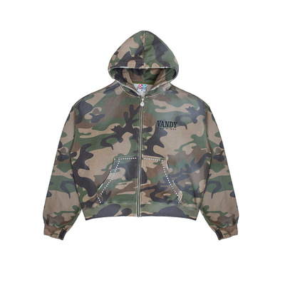 VandyThePink迷彩铆钉拉链卫衣
