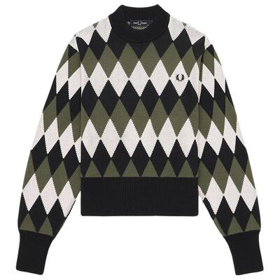 FREDPERRY菱格纹圆领针织衫