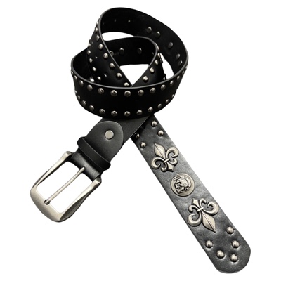 DFDG暗黑鸢尾花铆钉真皮腰带