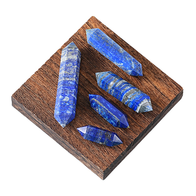 天然青金石双尖六棱柱原石摆件