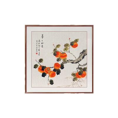 手绘斗方餐厅装饰画玄关柜挂画