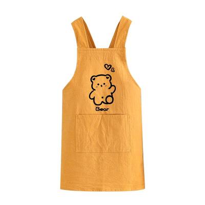 亲子儿童围裙画室定制logo印字书法棉布罩衣幼儿园班服背带画画衣