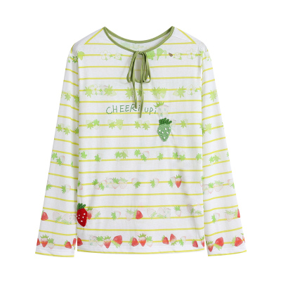【现货】CHEERi UPi2026春夏新款慢慢变熟的草莓印花拼接长袖T恤