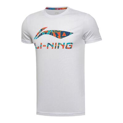 李宁短袖恤男子夏季新款时尚大LOGO潮流印花圆领文化衫ATSQ163