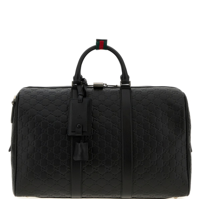 GUCCI 古驰男士emblem 中号真皮旅行健身包 26早春新款意大利代购