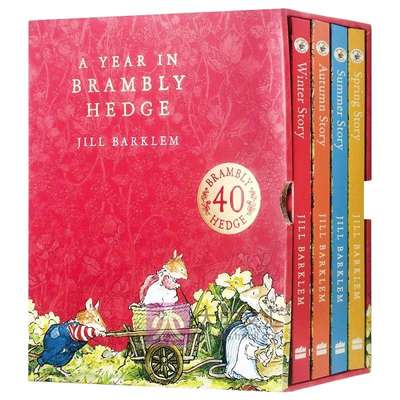A Year in Brambly Hedge 英文原版 野蔷薇村的一年 4册精装礼盒装 英国田园画风 英国绘本大师 Jill Barklem 进口英语童话故事书